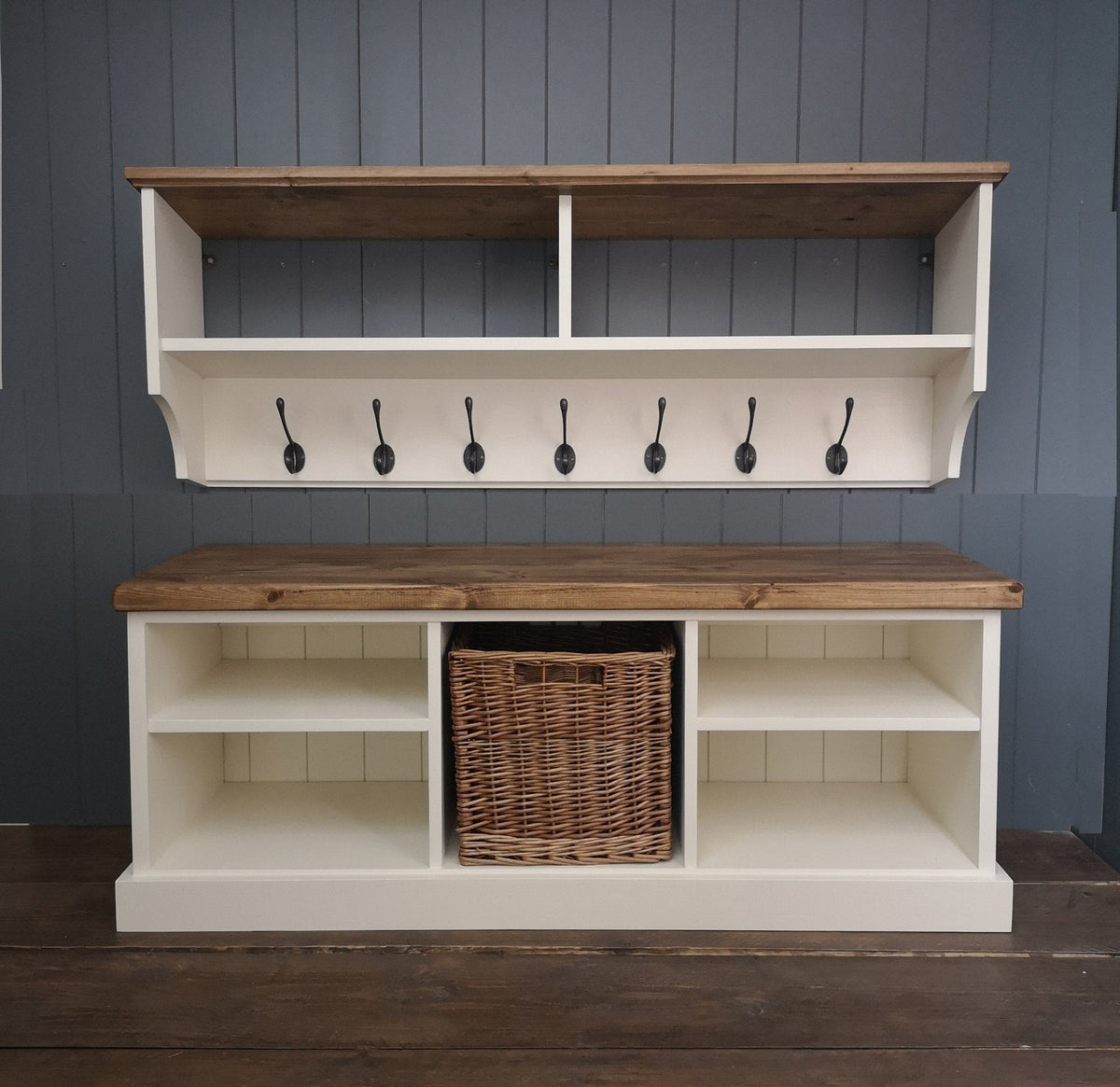 Rustic Hallway Set including basket – Original Crate Furniture